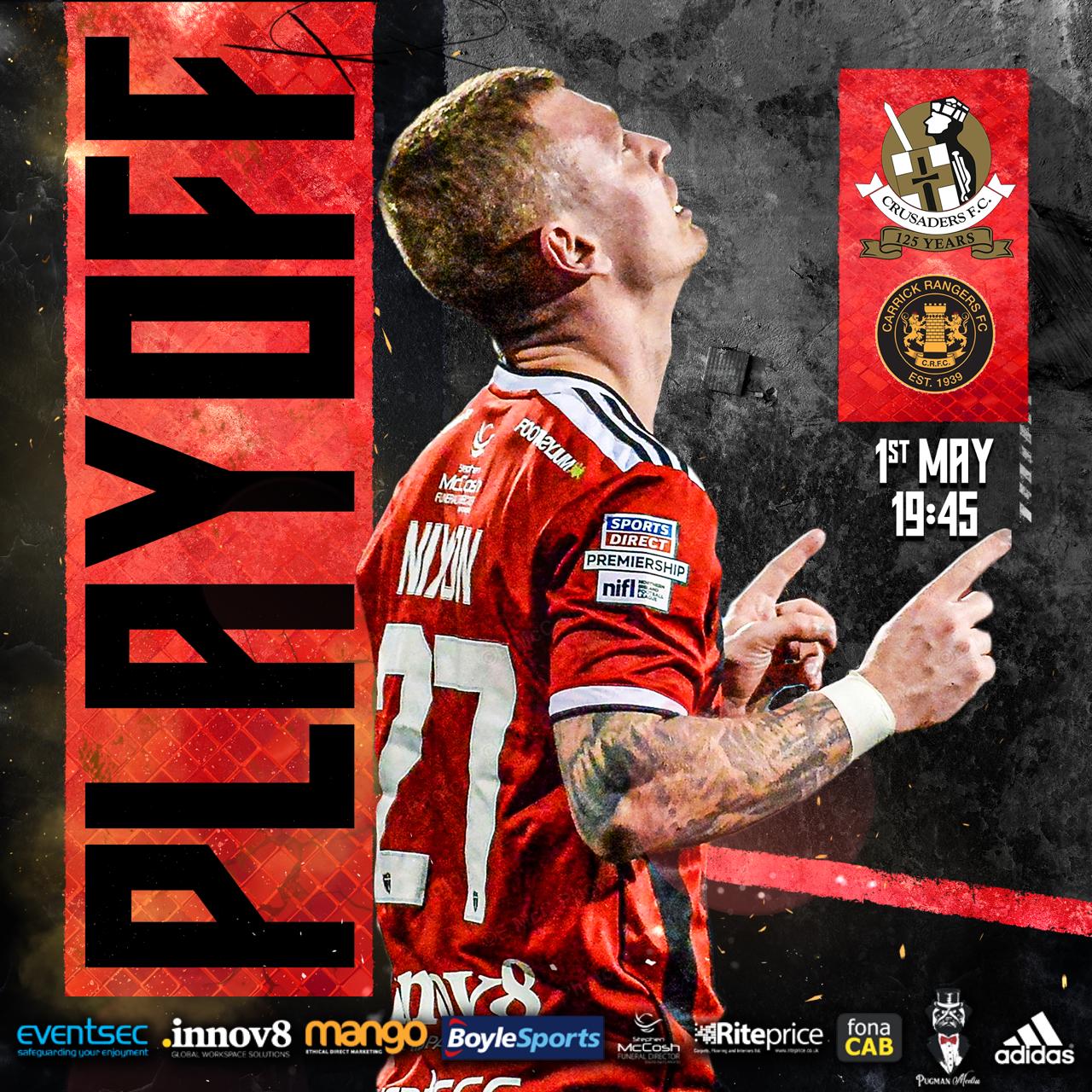 Crusaders v Carrick Rangers. European Play Off Semi Final. Wednesday ...