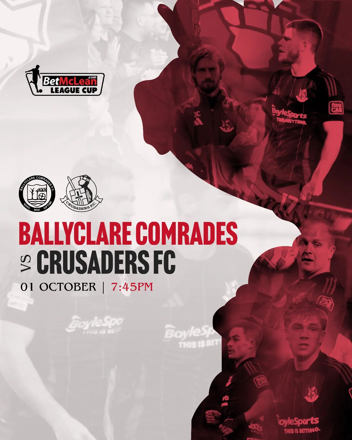 Next Match. Ballyclare Comrades v Crusaders. 1st October