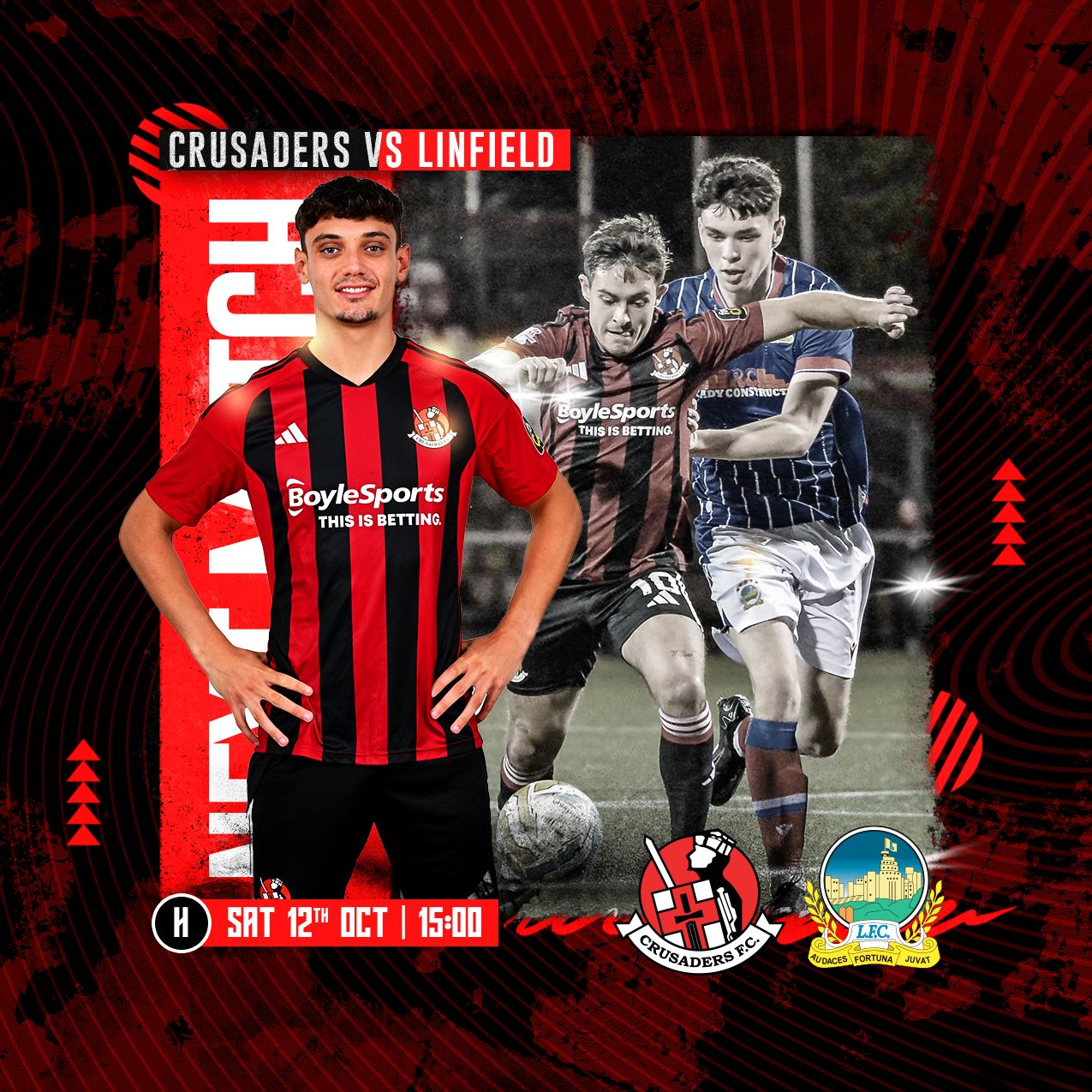 Next Match. Crusaders v Linfield. 12th October