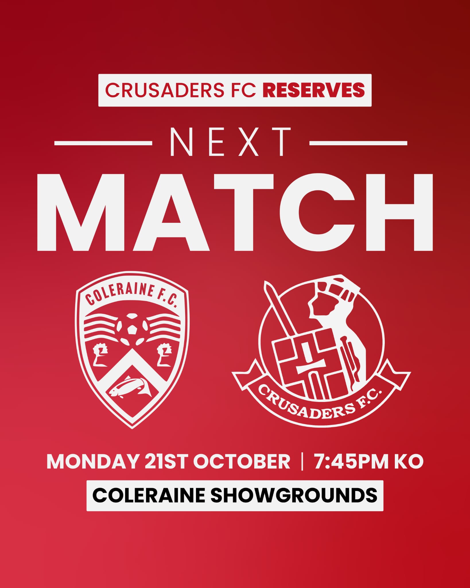 Crusaders Reserves Away Monday Night