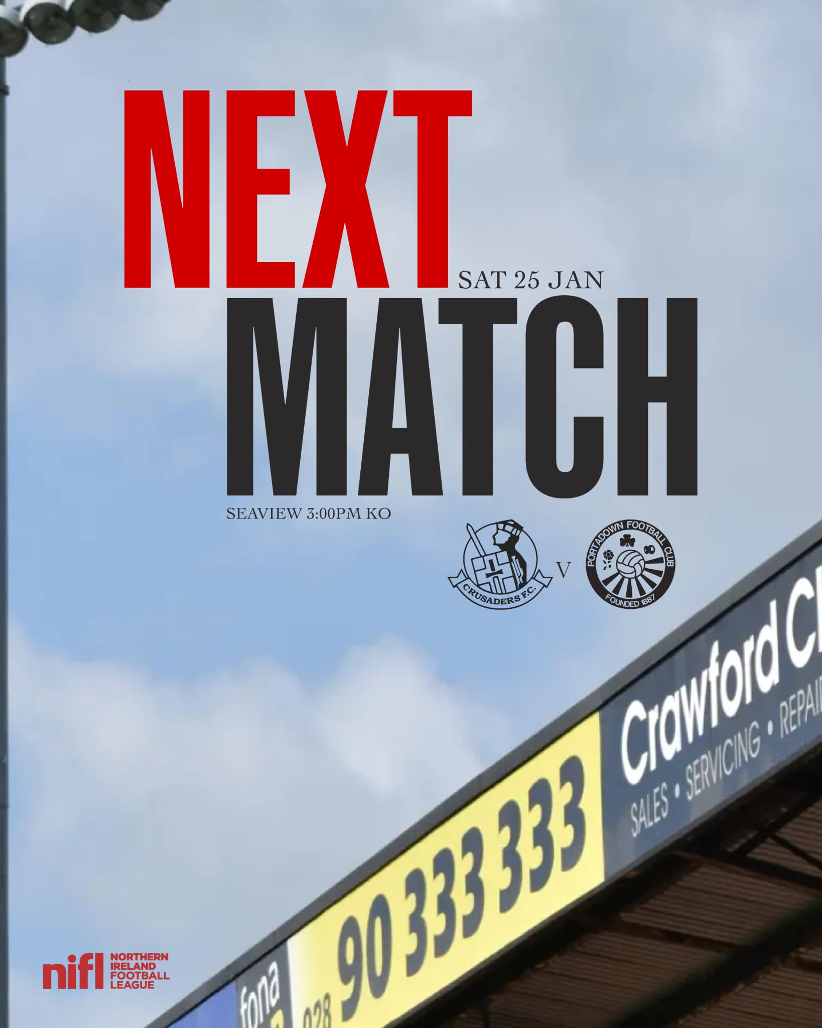 Crusaders v Portadown. Saturday 25th January. Sports Direct Premiership