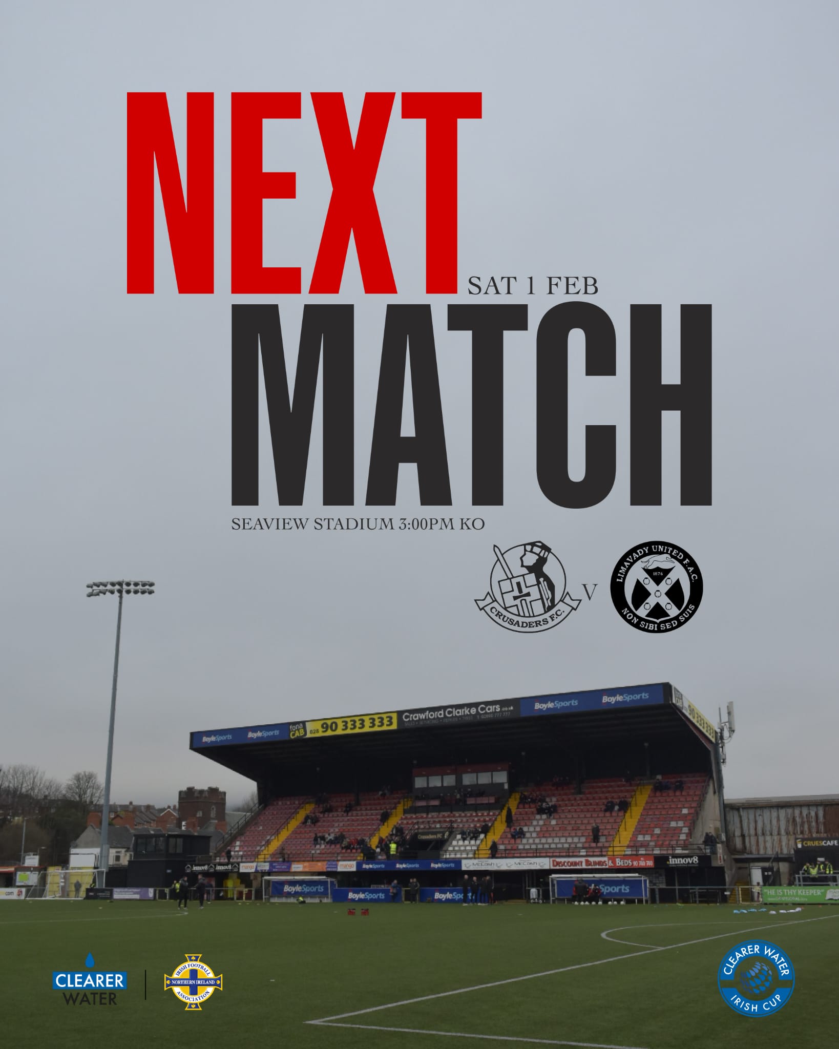 Crusaders v Limavady United. Clearer Water Irish Cup. Saturday 1st February