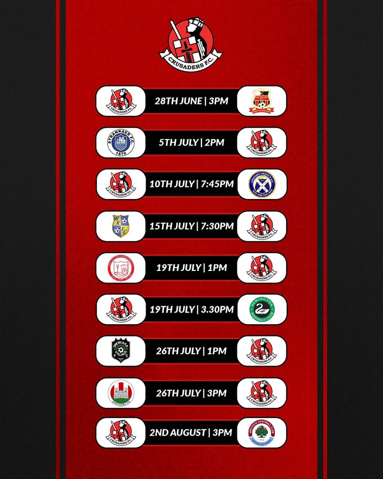 Crusaders Announce Pre Season Friendly Schedule